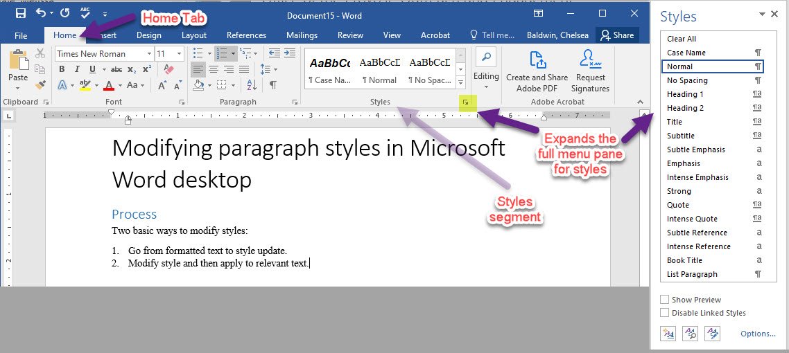 CB’s Tech Tips: Word Processing Styles – Professor Chelsea Baldwin
